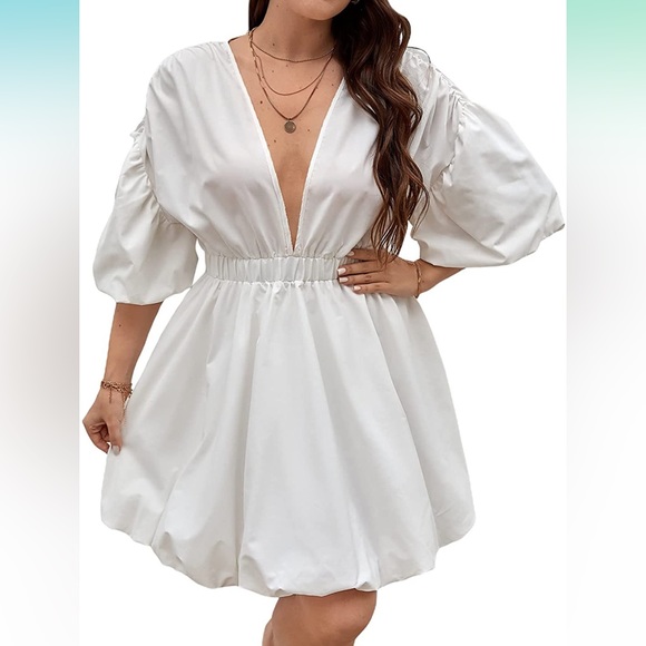Dresses | Puffy Mini Dress With Puffy Sleeves | Poshmark
